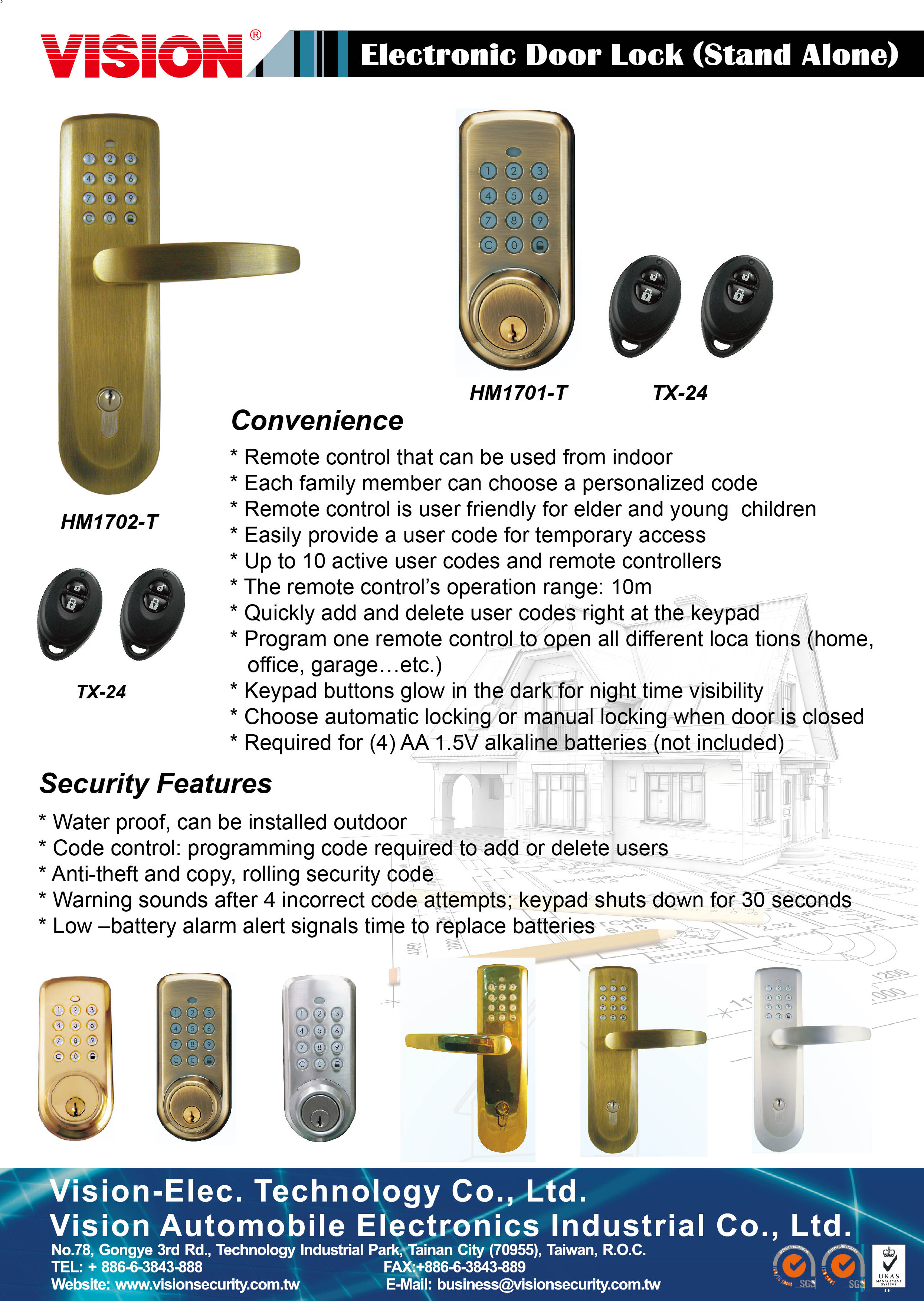 Door Lock/Electronic Deadbolt Lock-VISION AUTOMOBILE ELECTRONICS ...